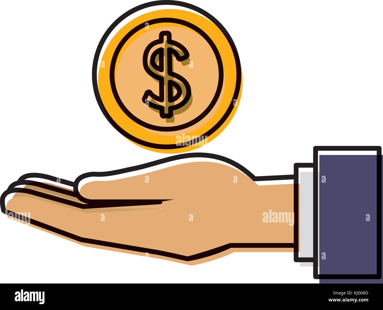 hand with coin money vector illustration design Stock Vector Image ...