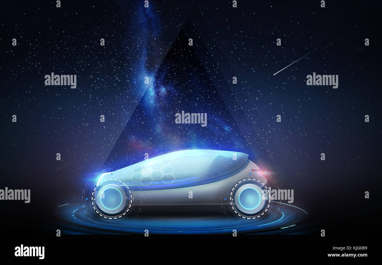 futuristic concept car over space background Stock Photo - Alamy