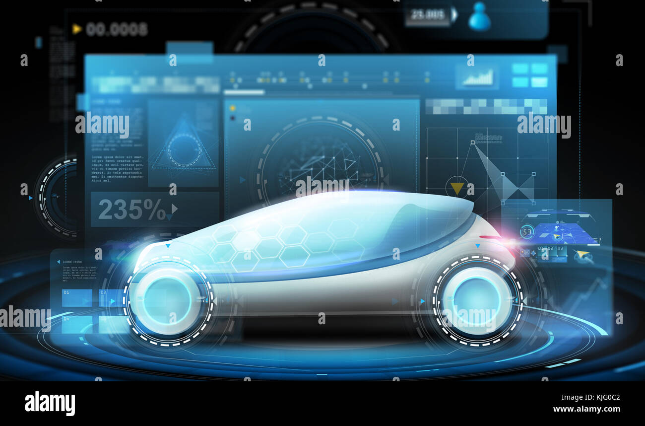 futuristic concept car and virtual screens Stock Photo - Alamy