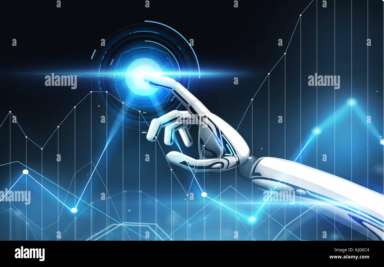 robot hand over black background Stock Photo - Alamy