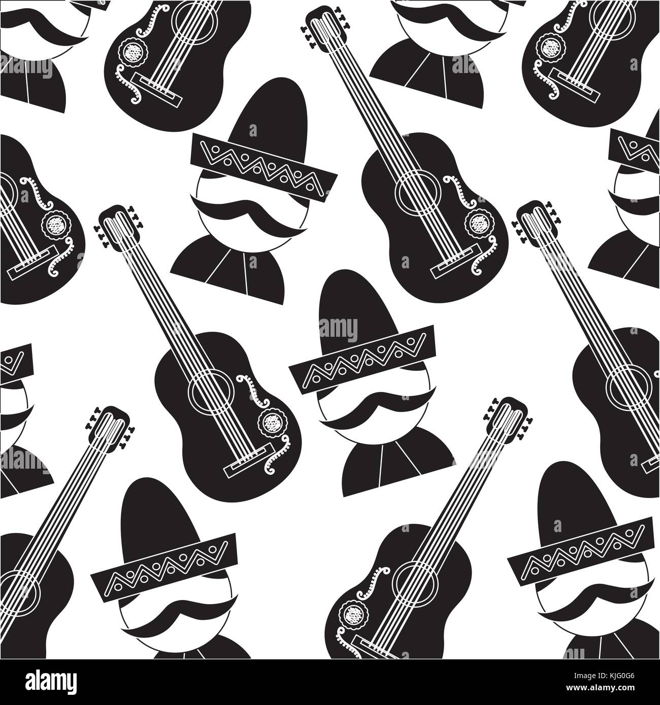 mexican man and guitar tradition seamless pattern image Stock Vector ...