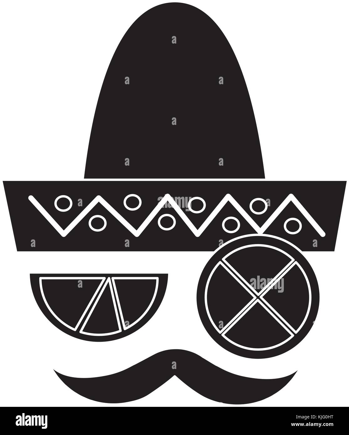 mexican hat and mustache with slice lemon culture symbol Stock Vector ...