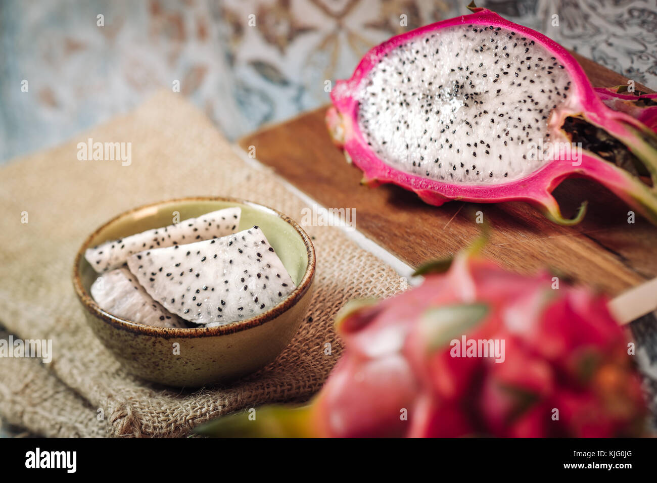 Delicious and colorful dragon fruit typical from asia Stock Photo - Alamy