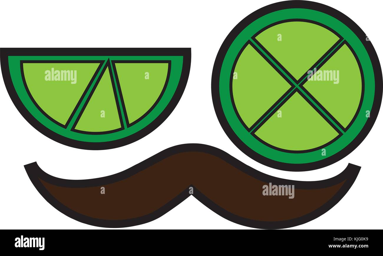 lemon lime eyes with mustache mexico culture icon image Stock Vector ...