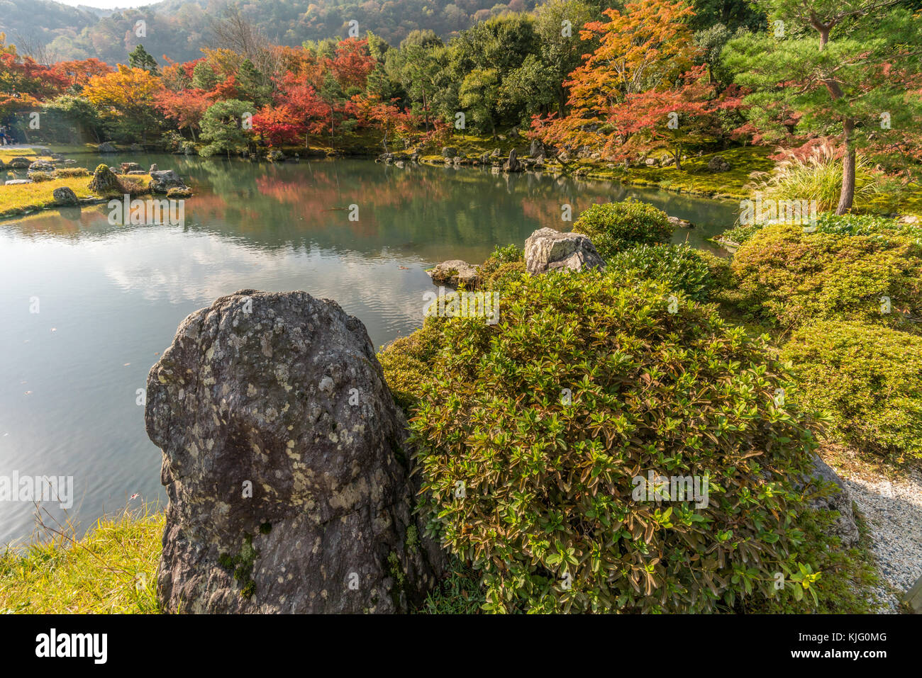 Autumn colors at Sogenchi Garden at Tenryu-ji temple. Designated as a ...