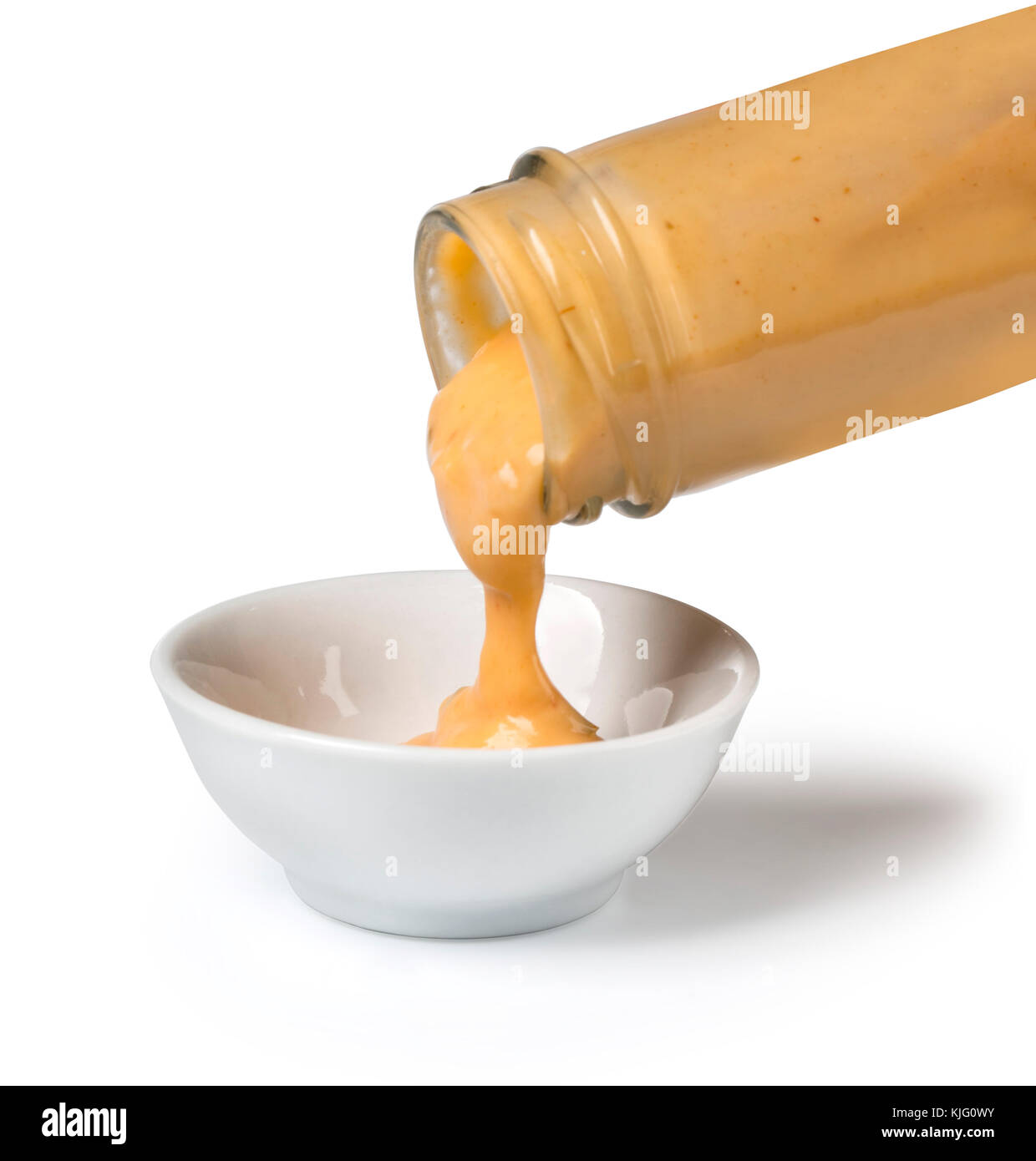 barbecue sauces close up in glass bottles with clipping path Stock ...