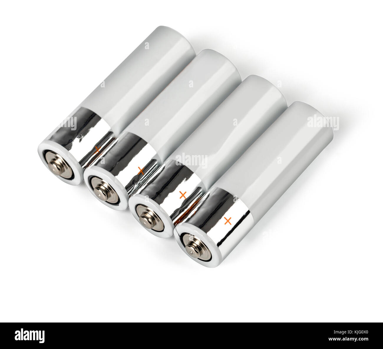 A set a of AA size batteries on white background with clipping path ...