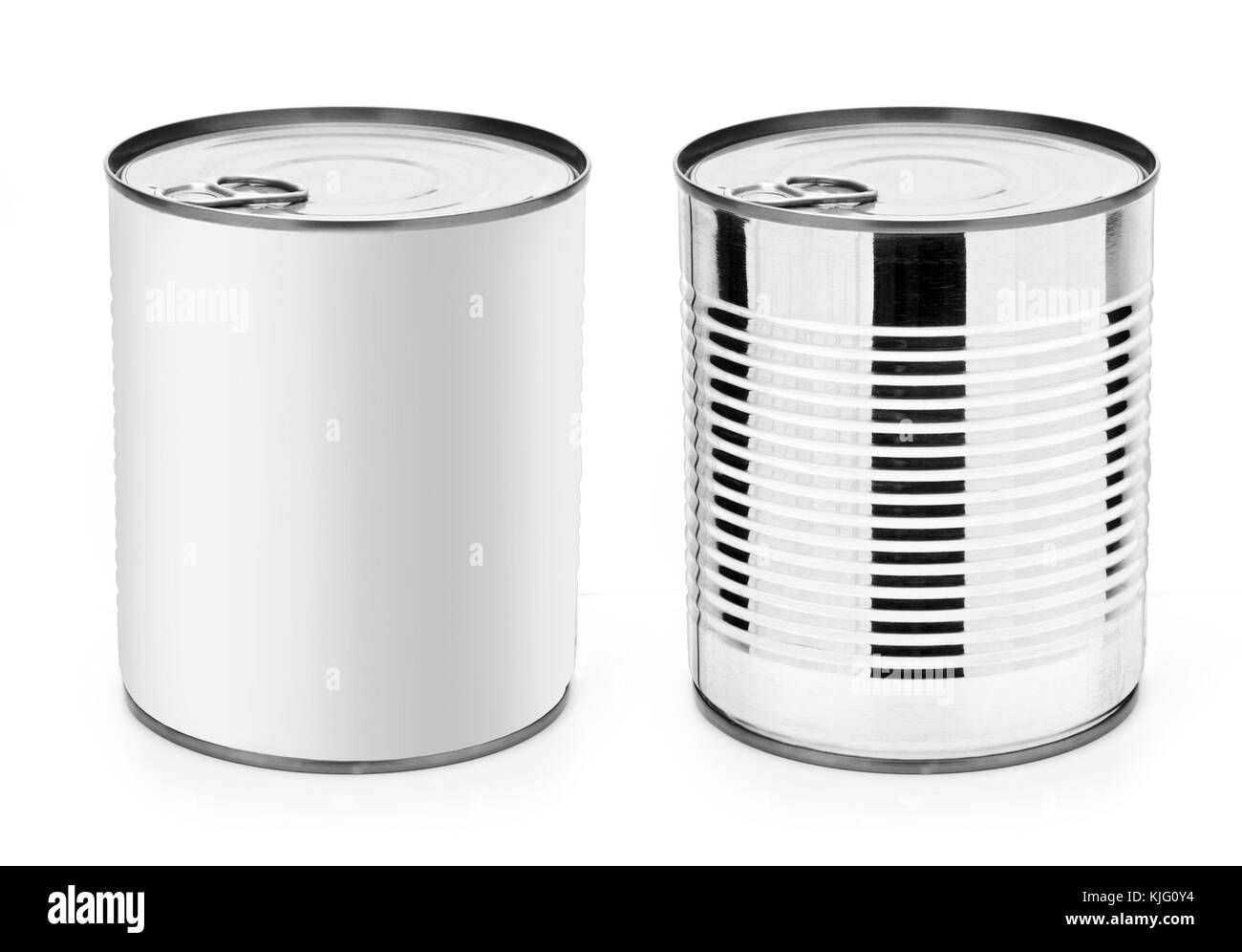 Tin can with ring pull: side, top view. Packaging collection Stock ...