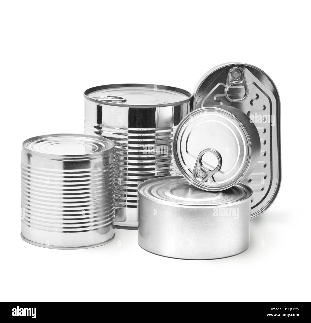 metal tin cans on a white background. path saved Stock Photo - Alamy