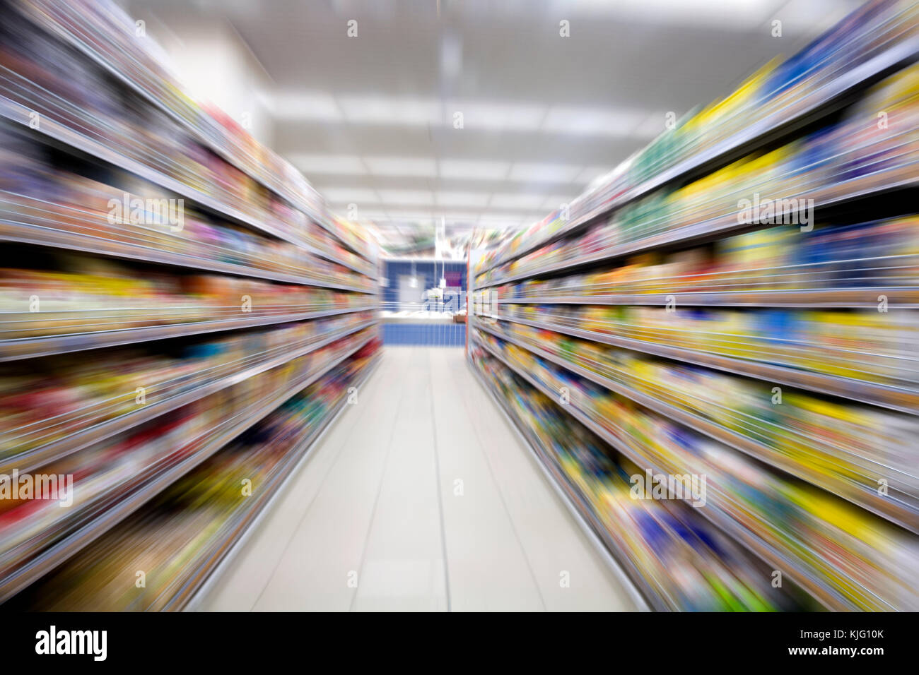 Empty supermarket aisle,motion blur Stock Photo - Alamy