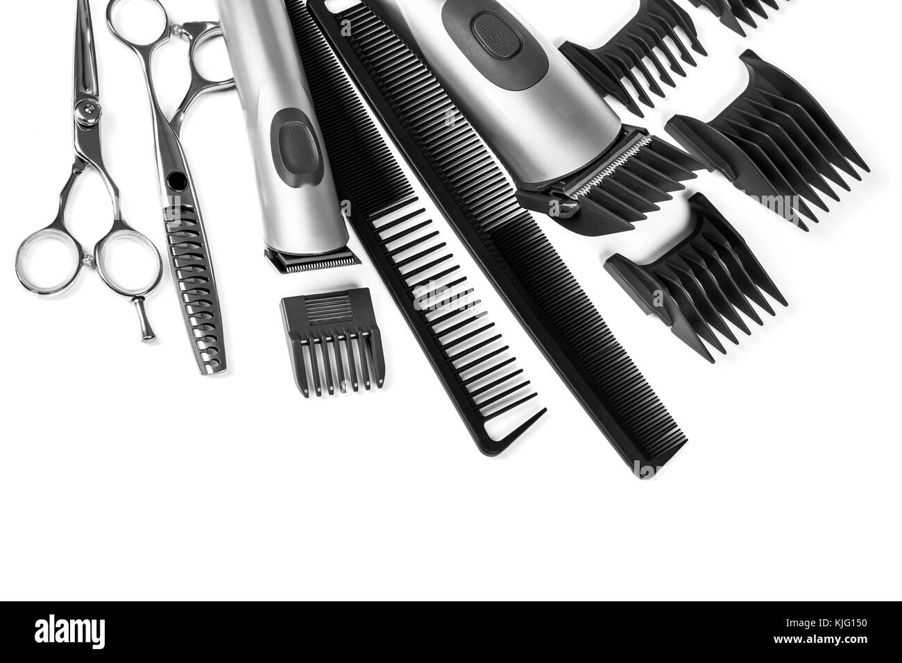 scissors and combs isolated on white background Stock Photo - Alamy