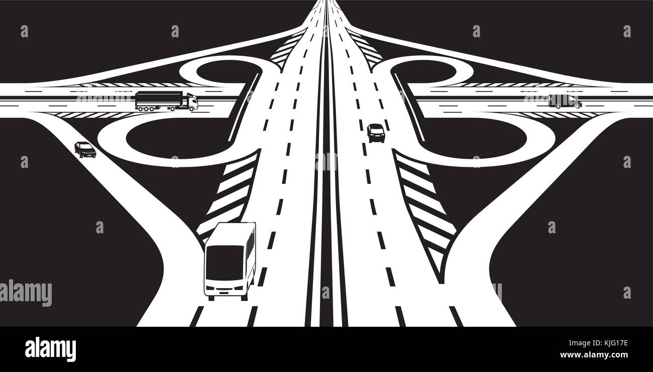 Intersection of two highways - vector illustration Stock Vector Image ...