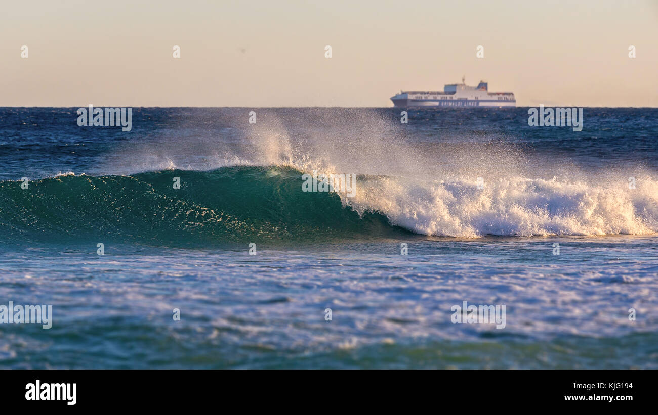Beautiful Blue Ocean Wave in Costa Brava coastal in Spain Stock Photo ...