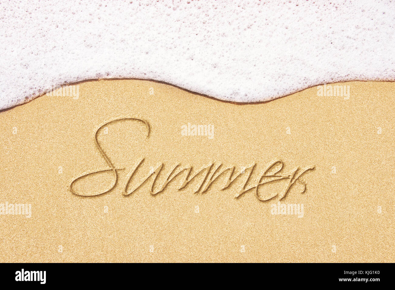 Beach background with summer written in sand. Wave and sand border ...