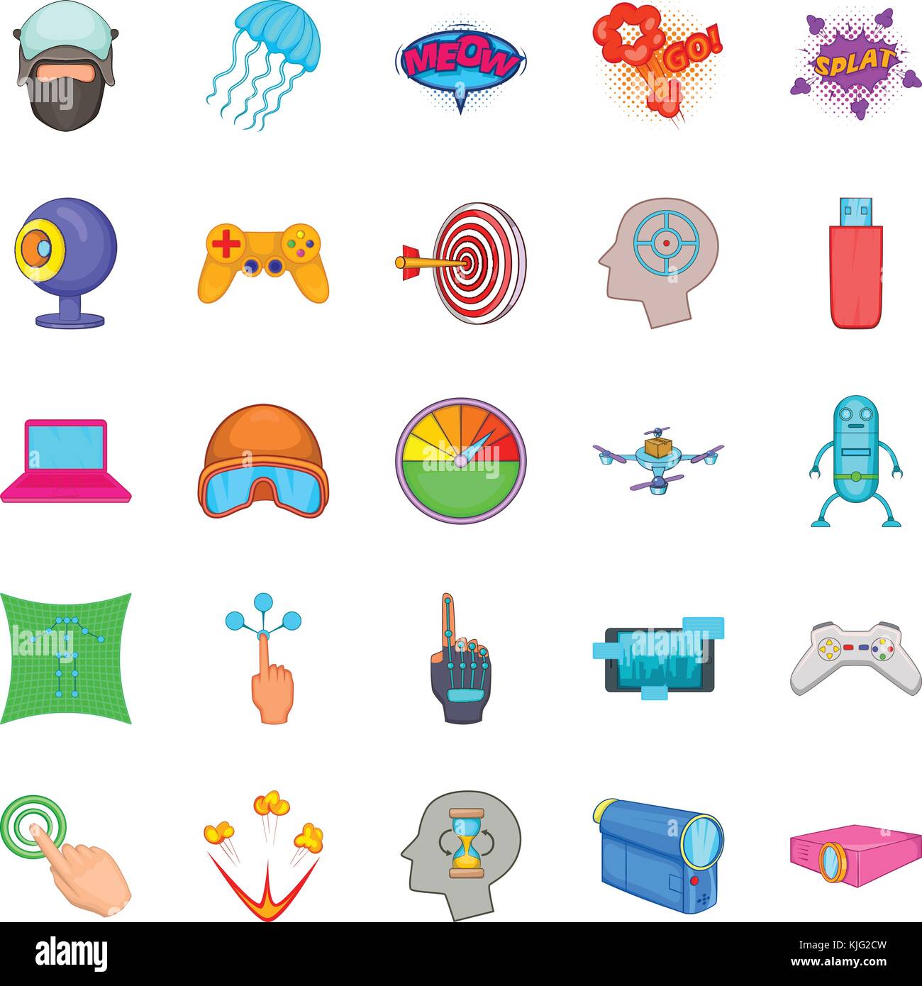 Virtual icons set, cartoon style Stock Vector Image & Art - Alamy