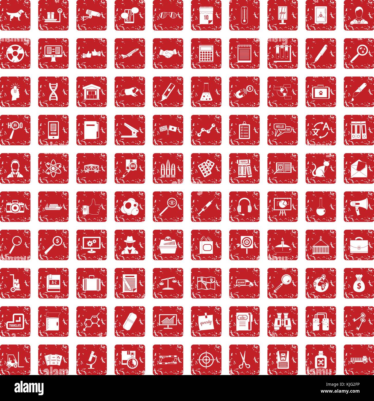 100 magnifier icons set grunge red Stock Vector Image & Art - Alamy