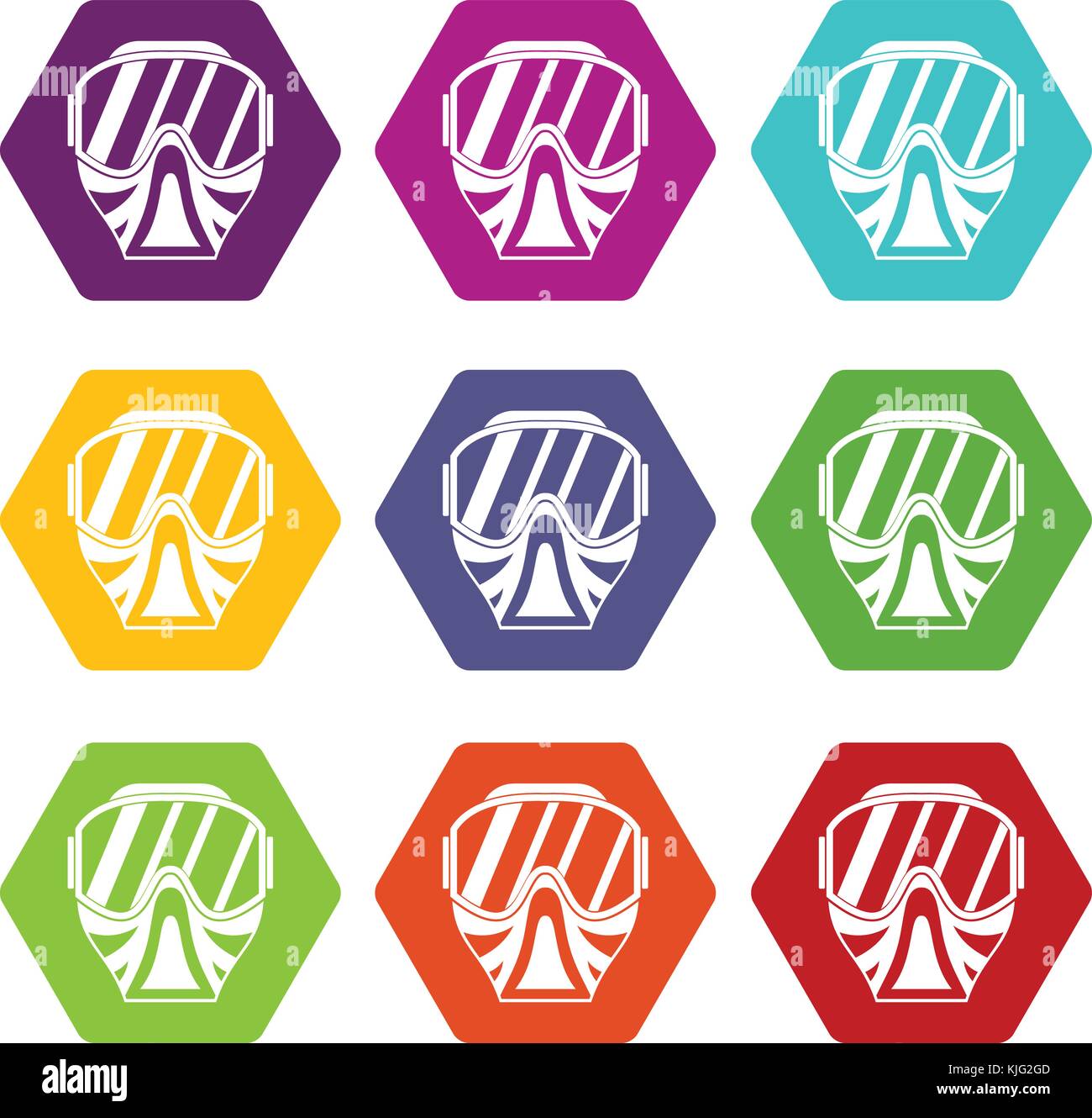 Paintball mask icon set color hexahedron Stock Vector Image & Art - Alamy