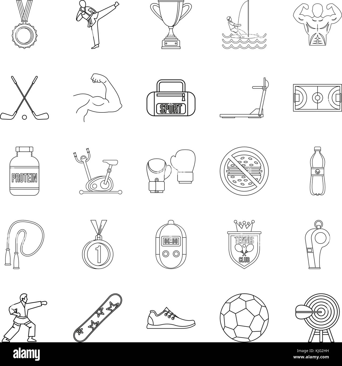 Athlete icons set, outline style Stock Vector Image & Art - Alamy