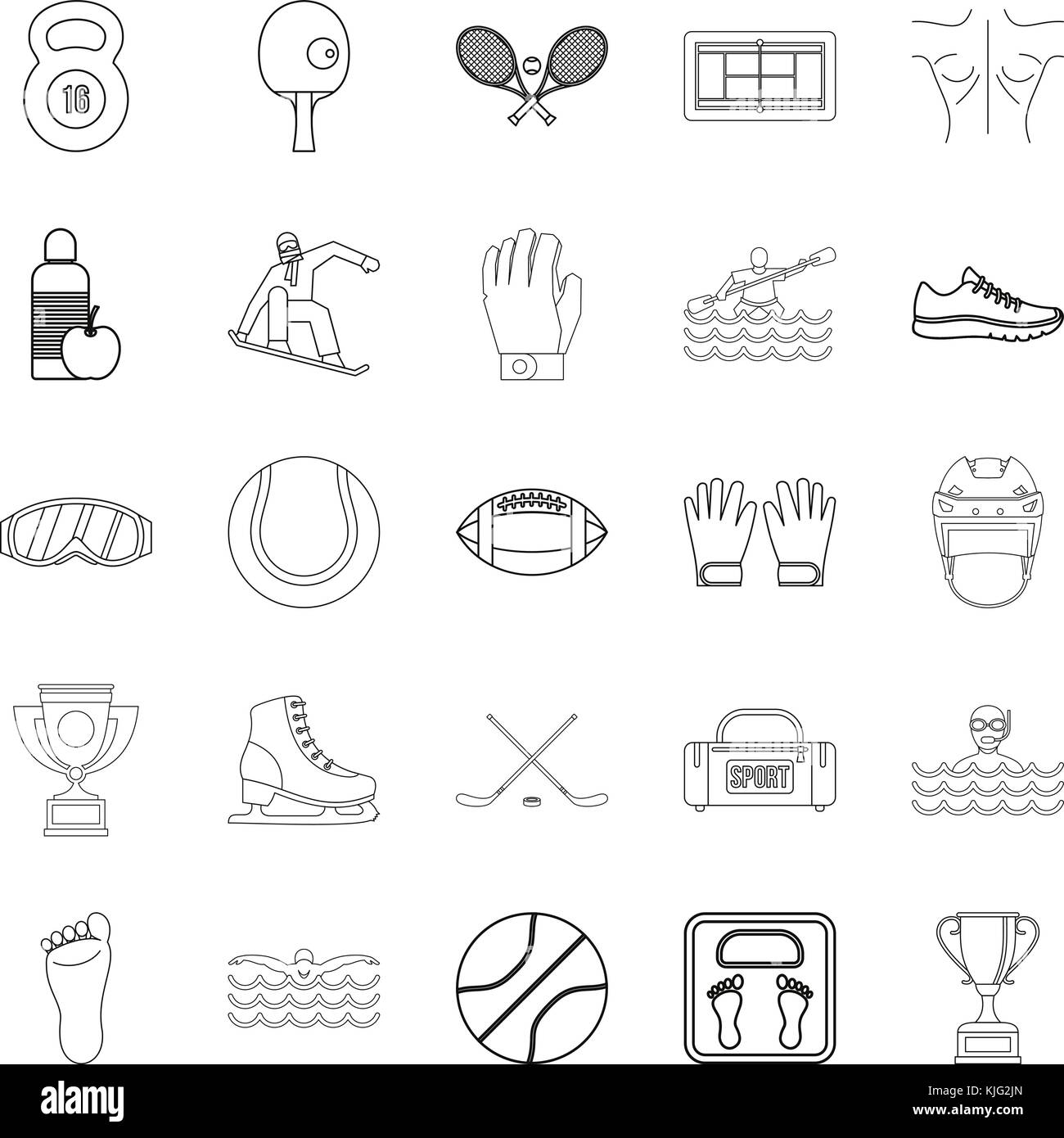 Professional athlete icons set, outline style Stock Vector Image & Art ...