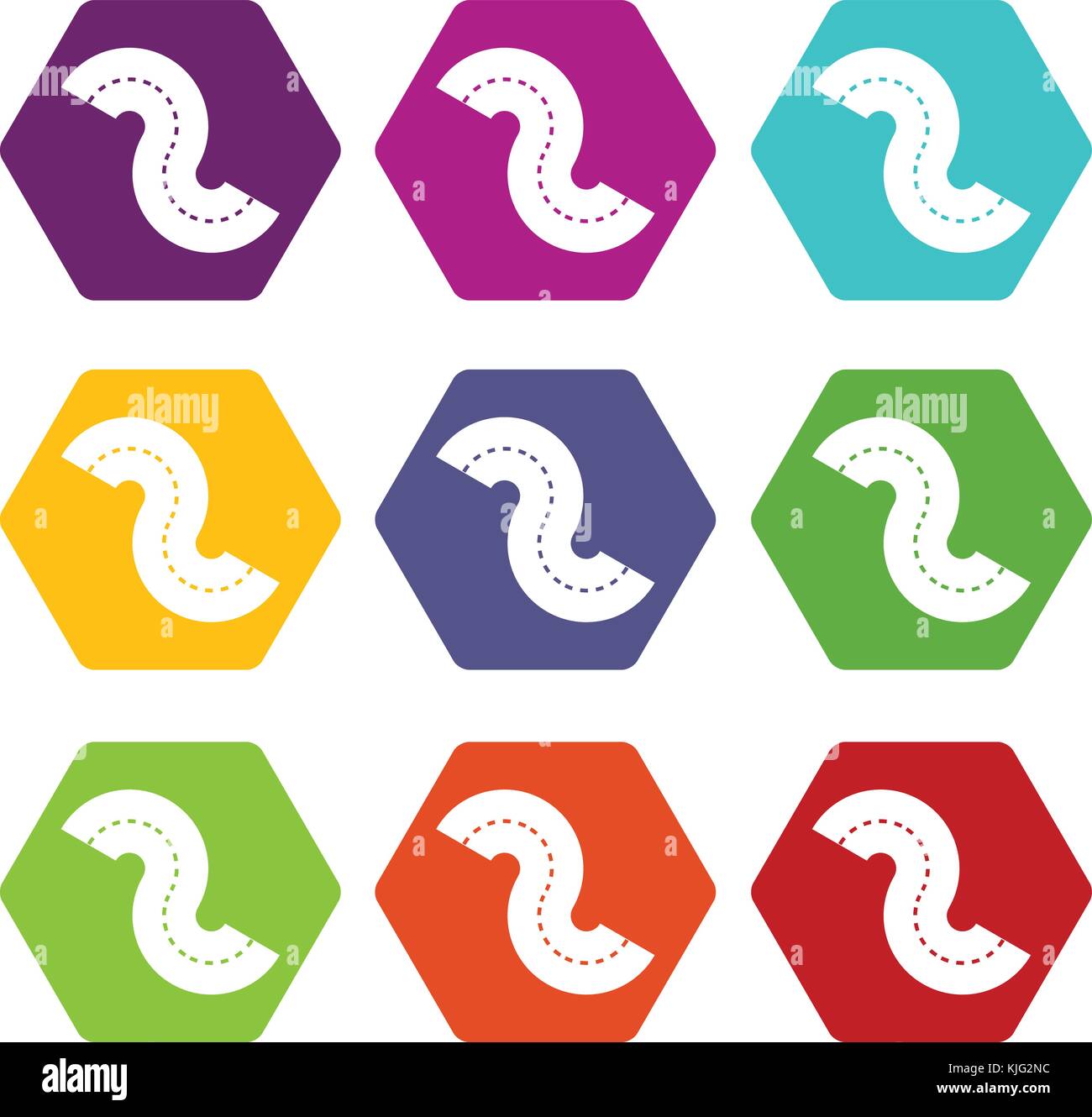 Zigzag road icon set color hexahedron Stock Vector Image & Art - Alamy