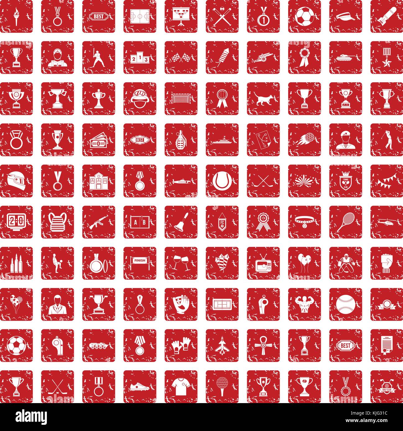 100 medal icons set grunge red Stock Vector Image & Art - Alamy