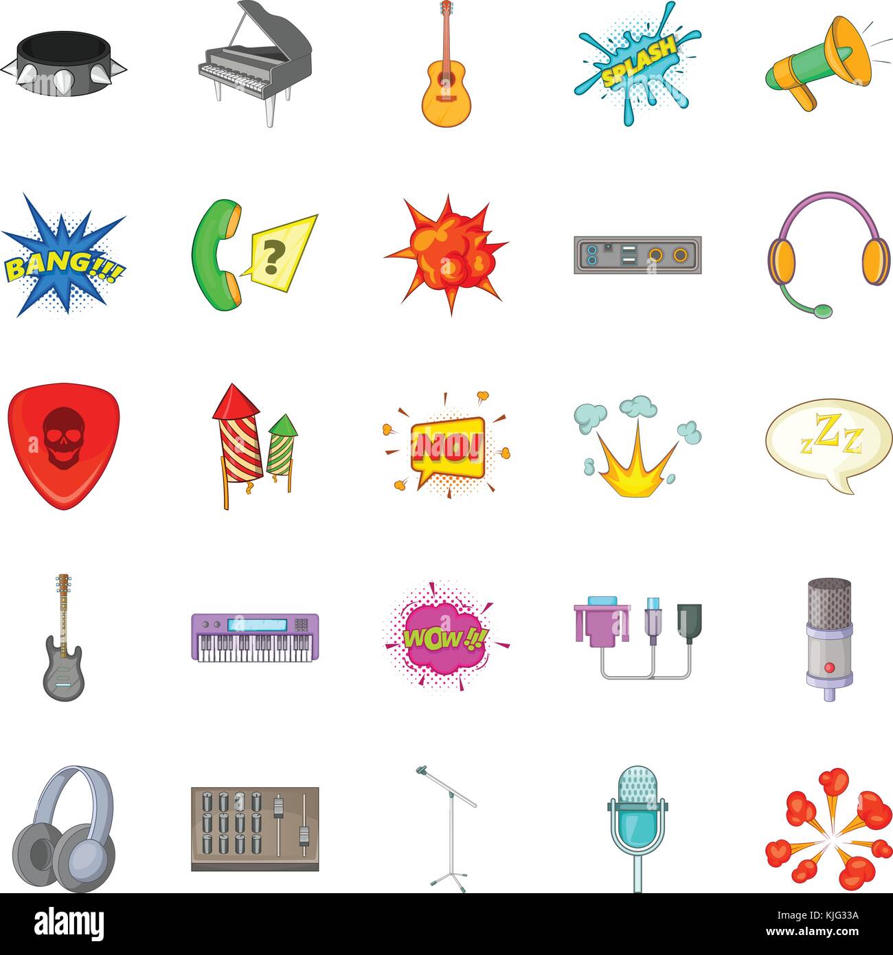 Musical composition icons set, cartoon style Stock Vector Image & Art ...