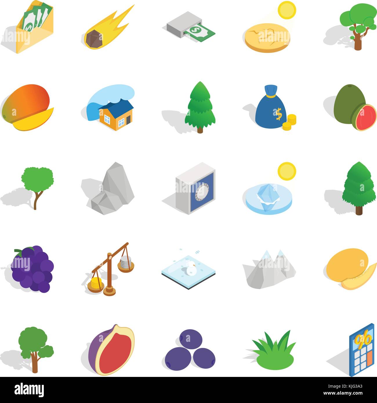 Nature without people icons set, isometric style Stock Vector Image ...