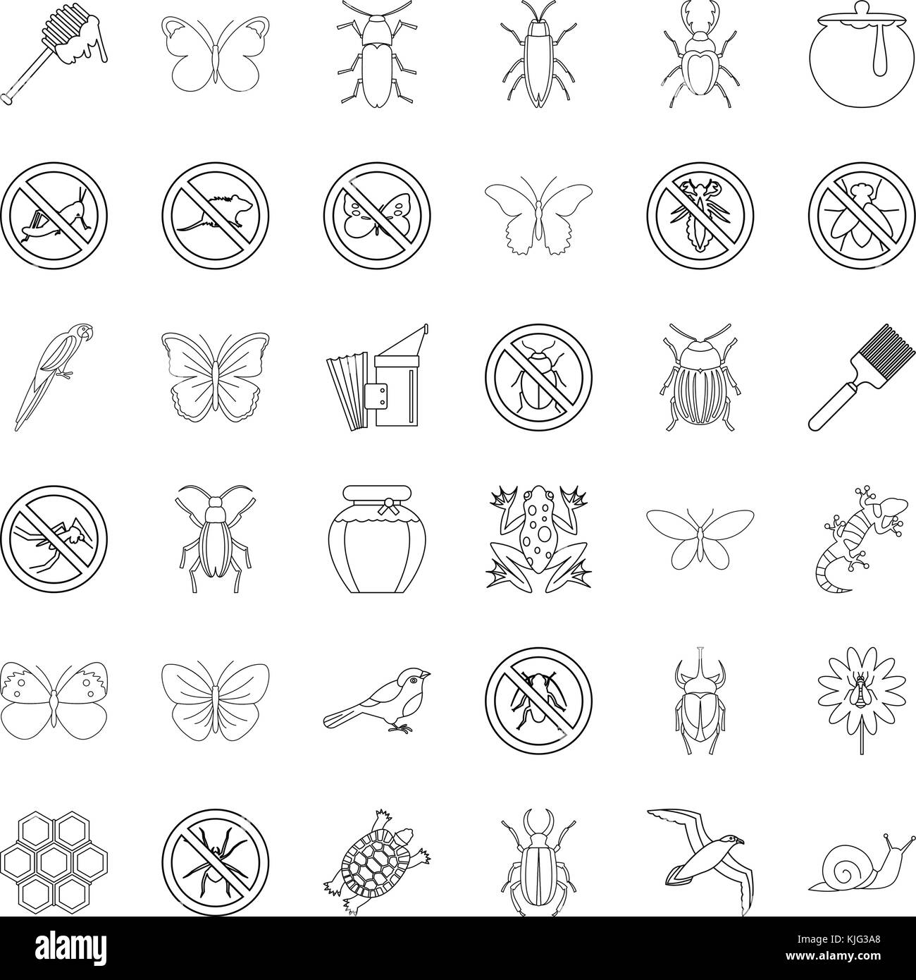 Etching icons set, outline style Stock Vector Image & Art - Alamy