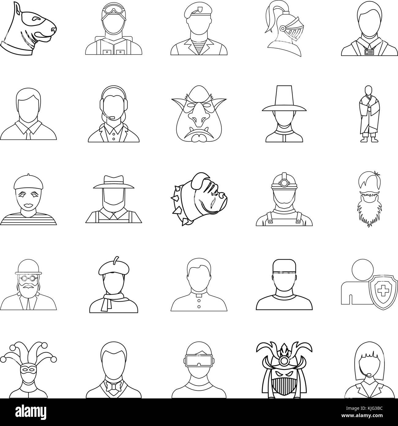 Embodiment icons set, outline style Stock Vector Image & Art - Alamy