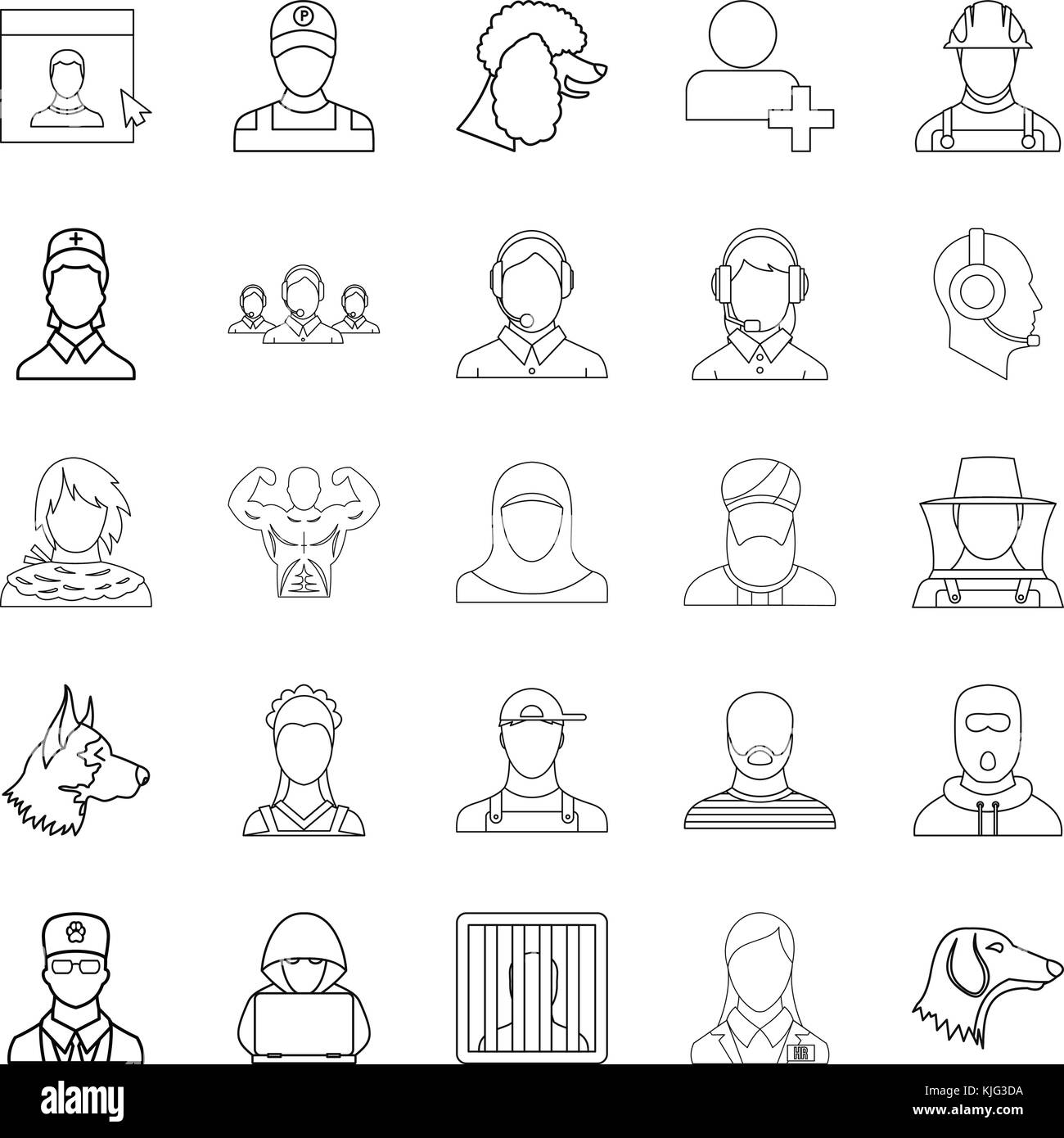 Character icons set, outline style Stock Vector Image & Art - Alamy