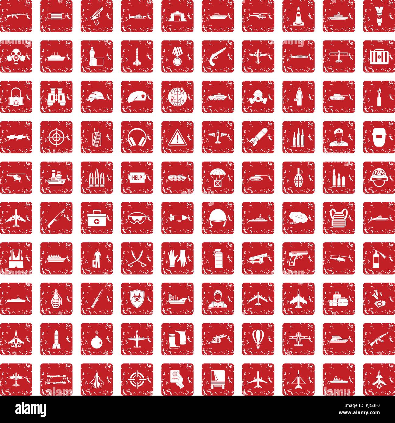 100 military resources icons set grunge red Stock Vector Image & Art ...