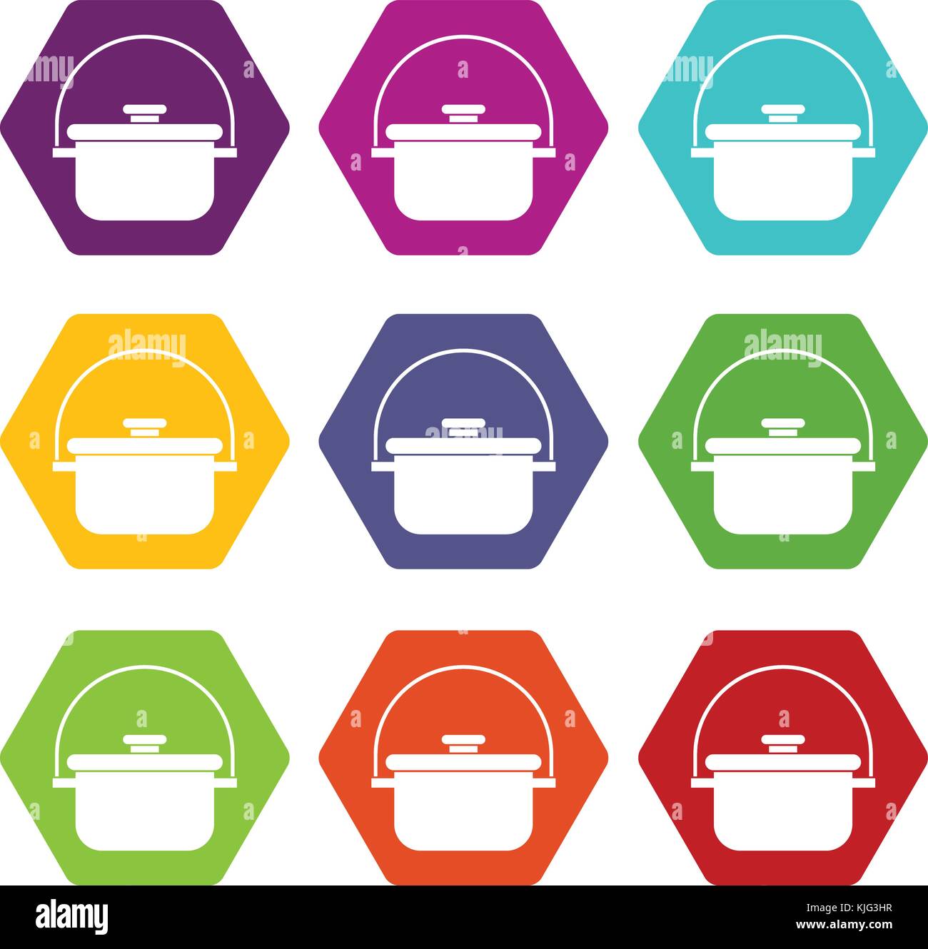 Cooking cauldron icon set color hexahedron Stock Vector Image & Art - Alamy