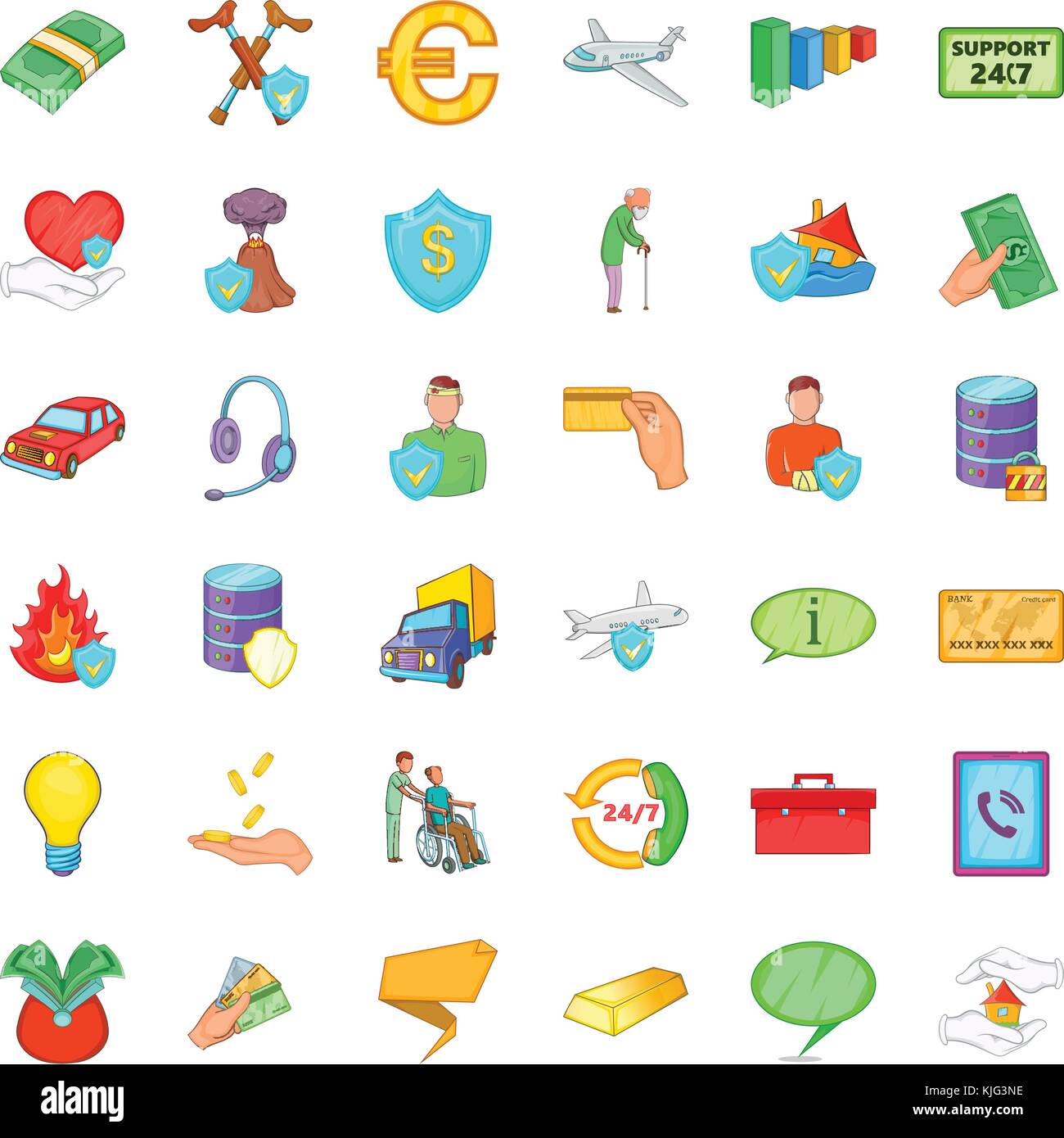 Insurance icons set, cartoon style Stock Vector Image & Art - Alamy