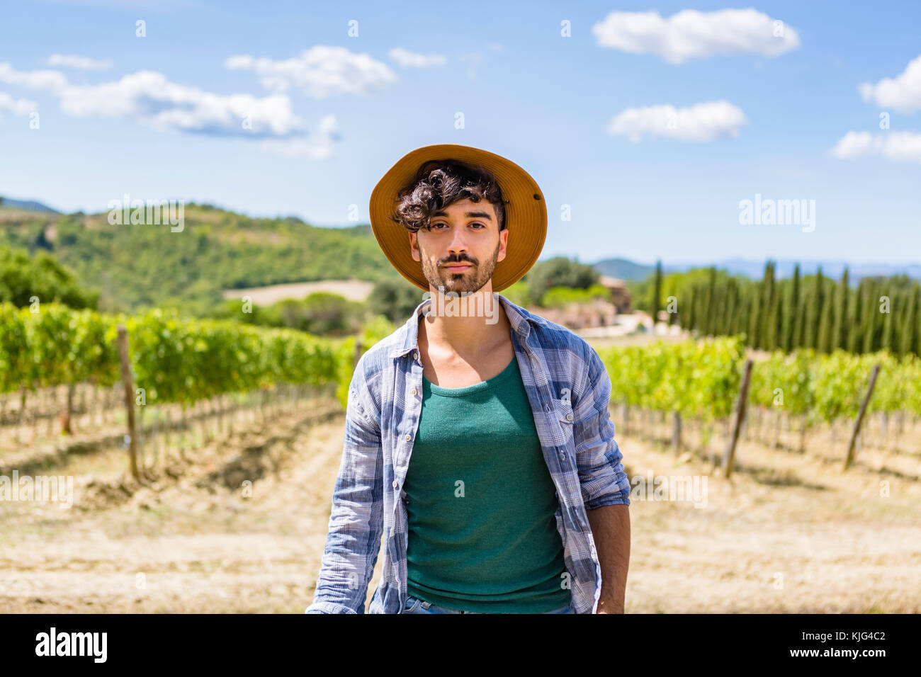 Portrait of man in vineyard Stock Photo - Alamy