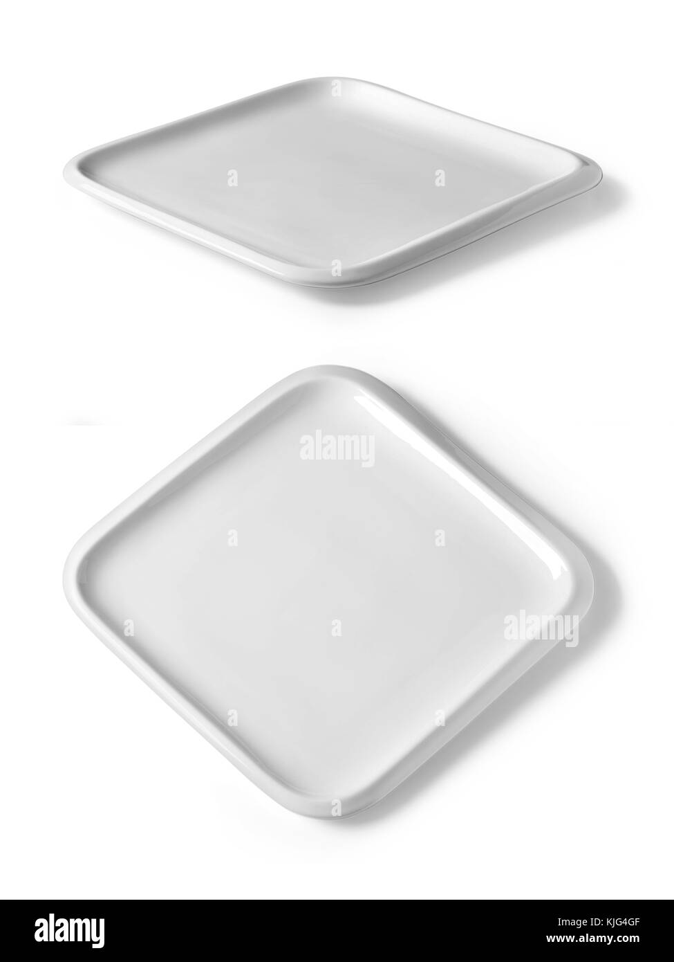 Set of White empty plate of earthenware Stock Photo - Alamy