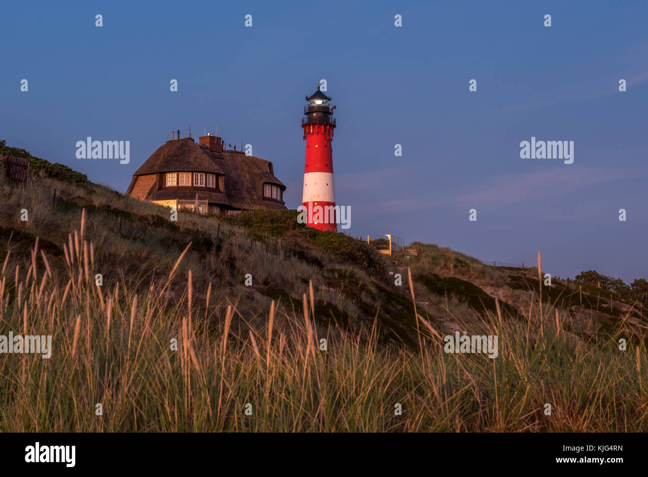 Germany, North Frisia, Sylt, Hoernum, thatched-roof house near lighthouse Stock Photo - Alamy