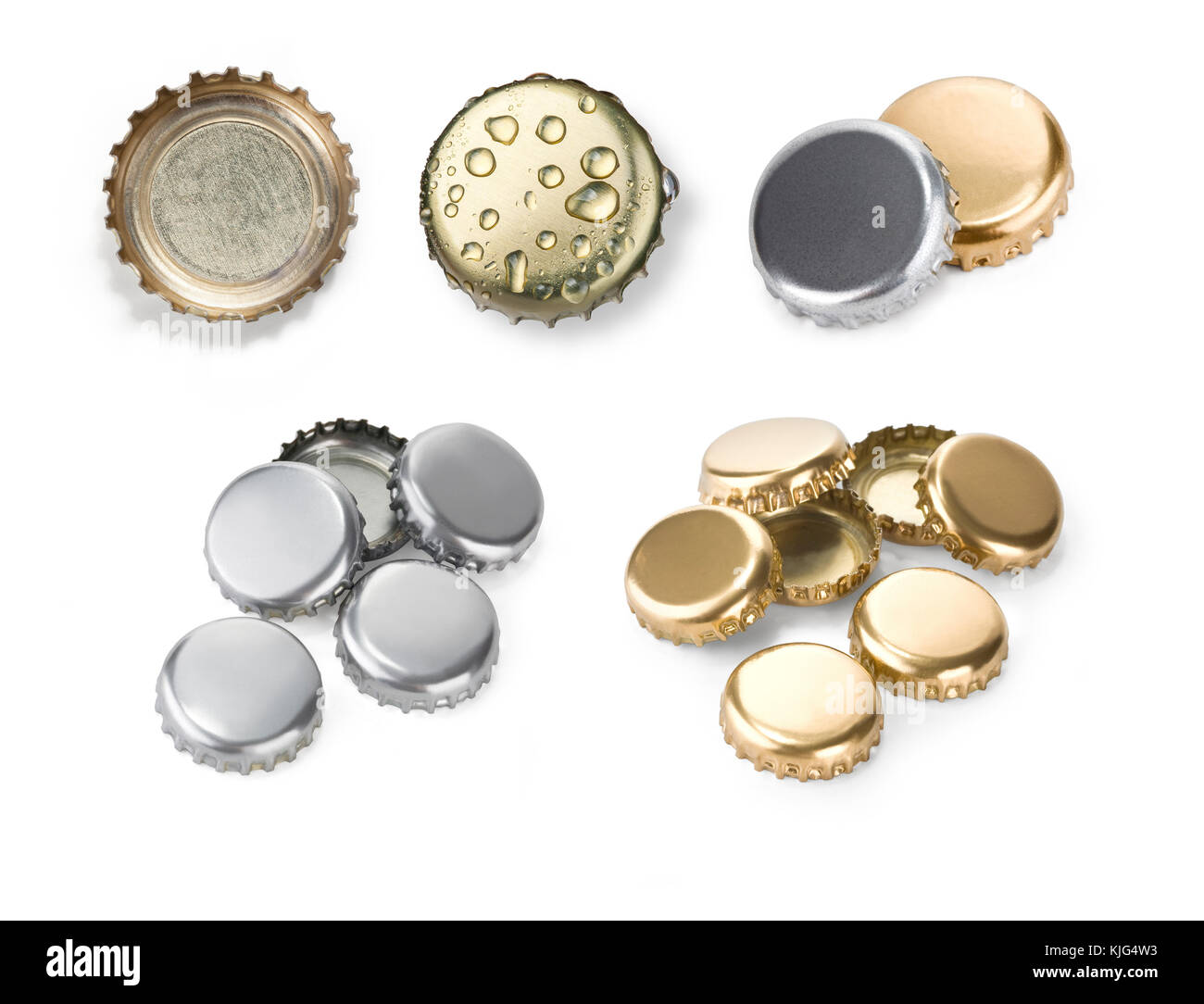 close up of a bottle caps set on white background Stock Photo - Alamy