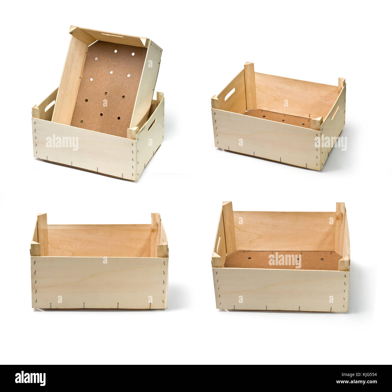 SET of Wooden boxes isolated on a white background Stock Photo - Alamy