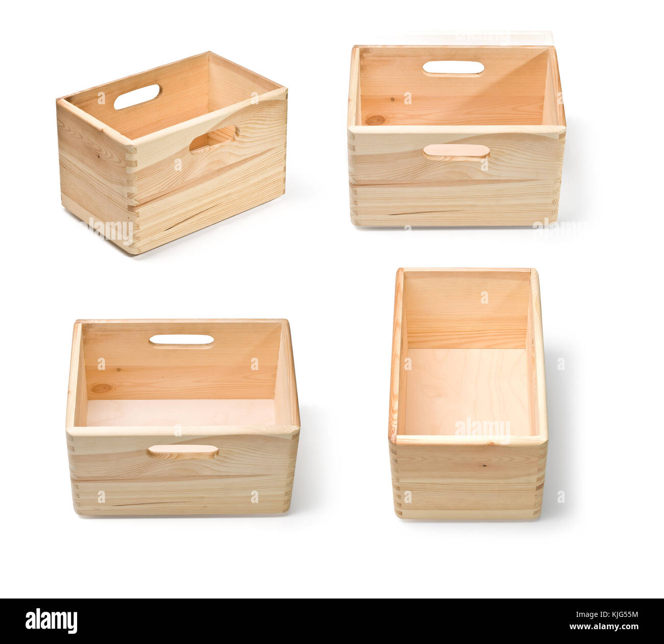 Set of empty wooden crate isolated on white Stock Photo - Alamy