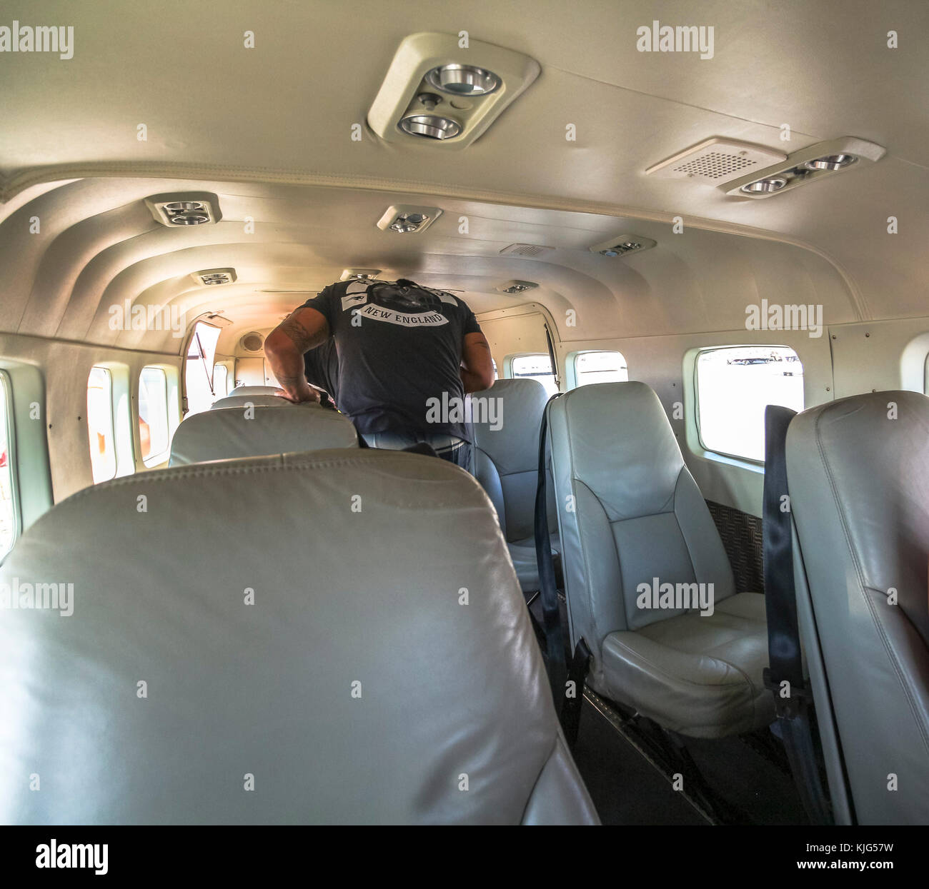Inside small airplane on Hawaii flight Stock Photo - Alamy