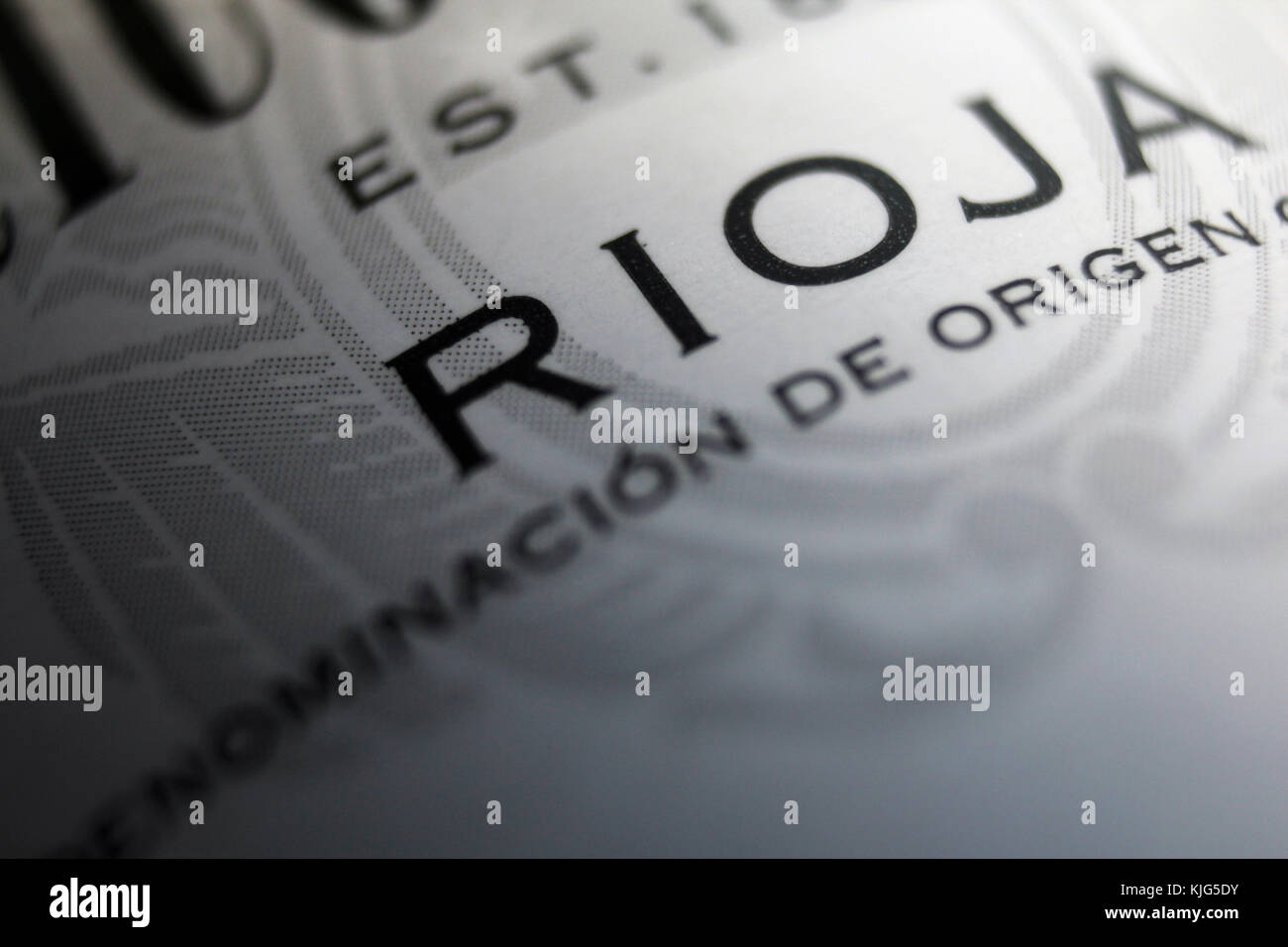 Spanish Wine bottle label Rioja "Qualified Designation of Origin ...