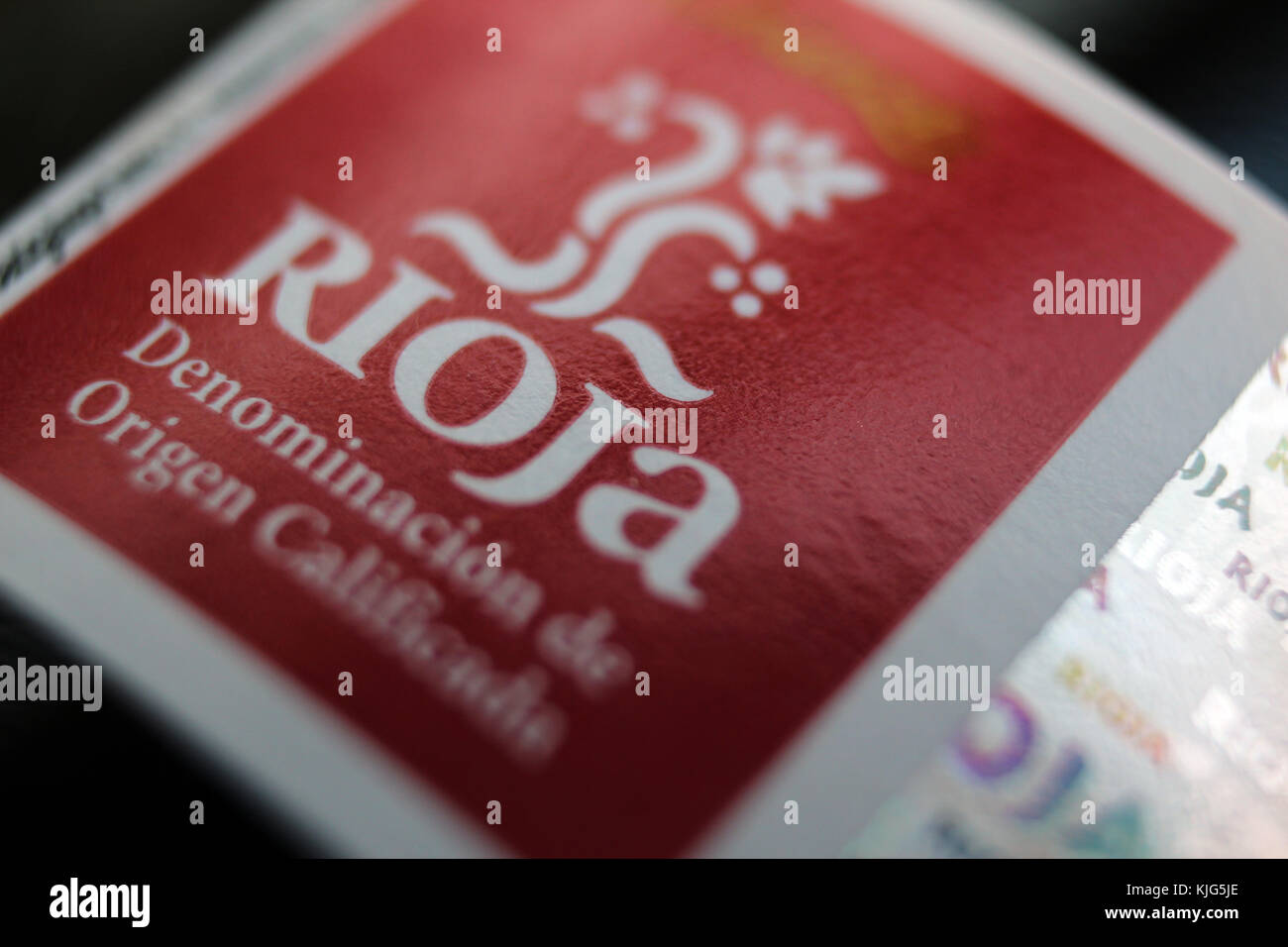 Rioja wine bottle label, close up Stock Photo - Alamy