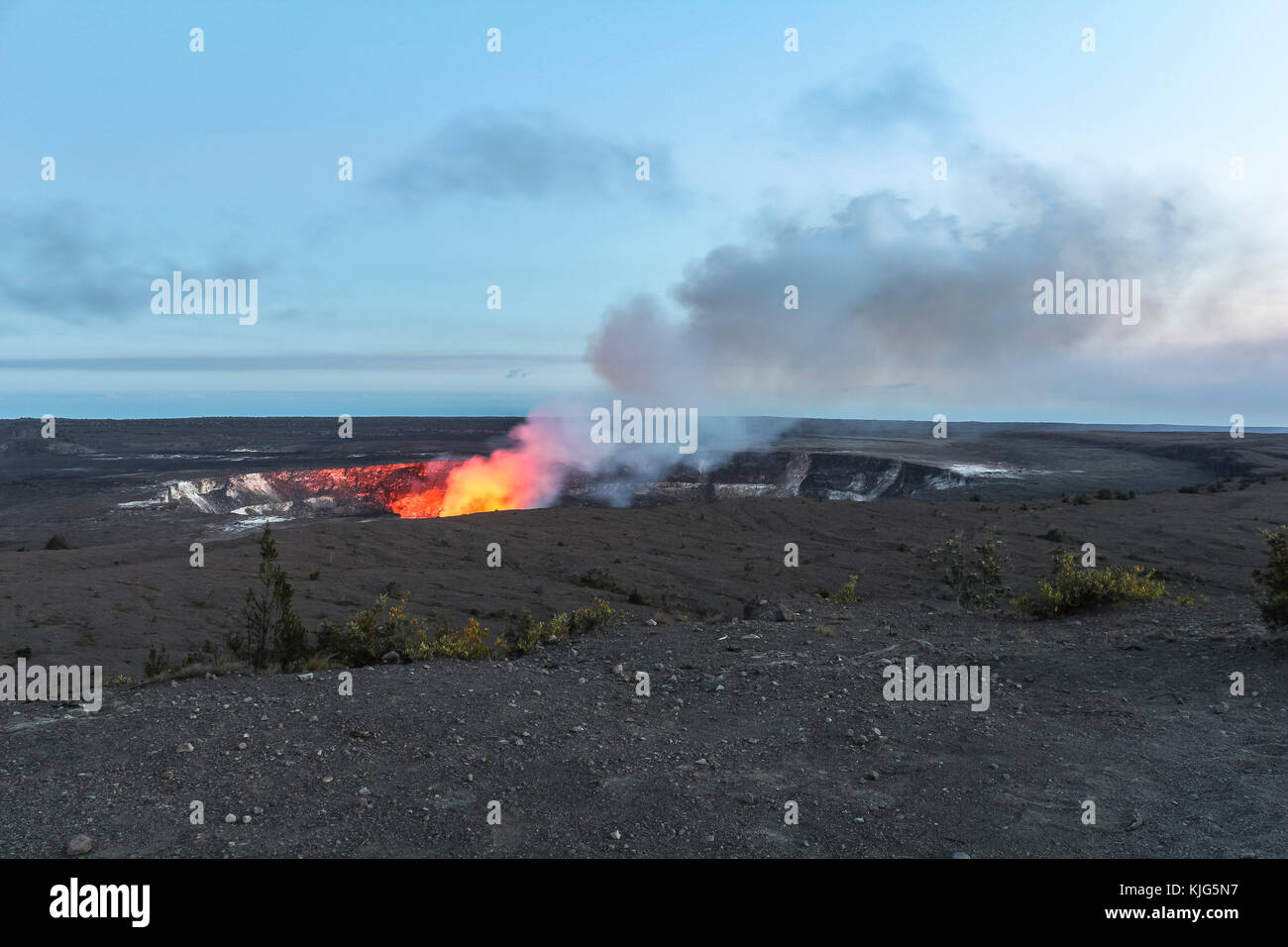 Jaggar museum view on caldera at night, Hawaii Big Island Stock Photo ...