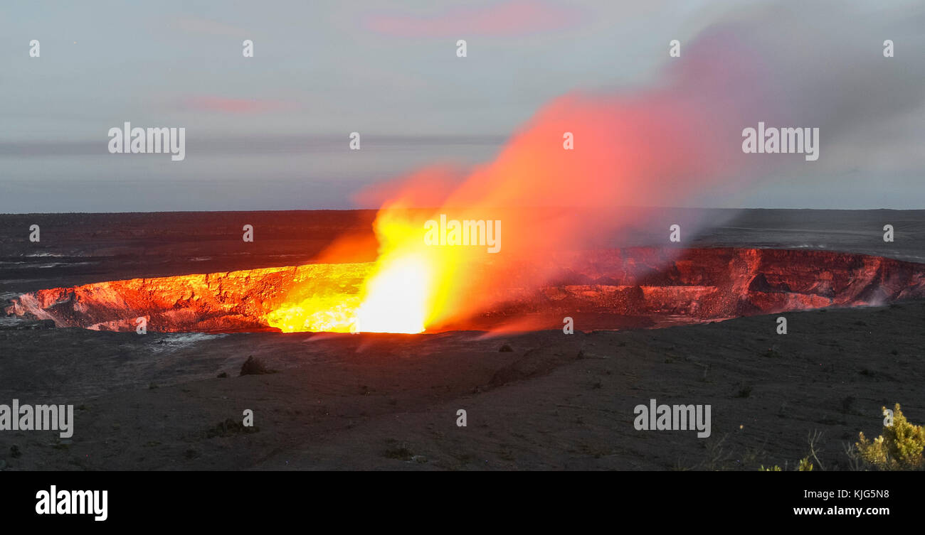 Jaggar museum view on caldera at night, Hawaii Big Island Stock Photo ...