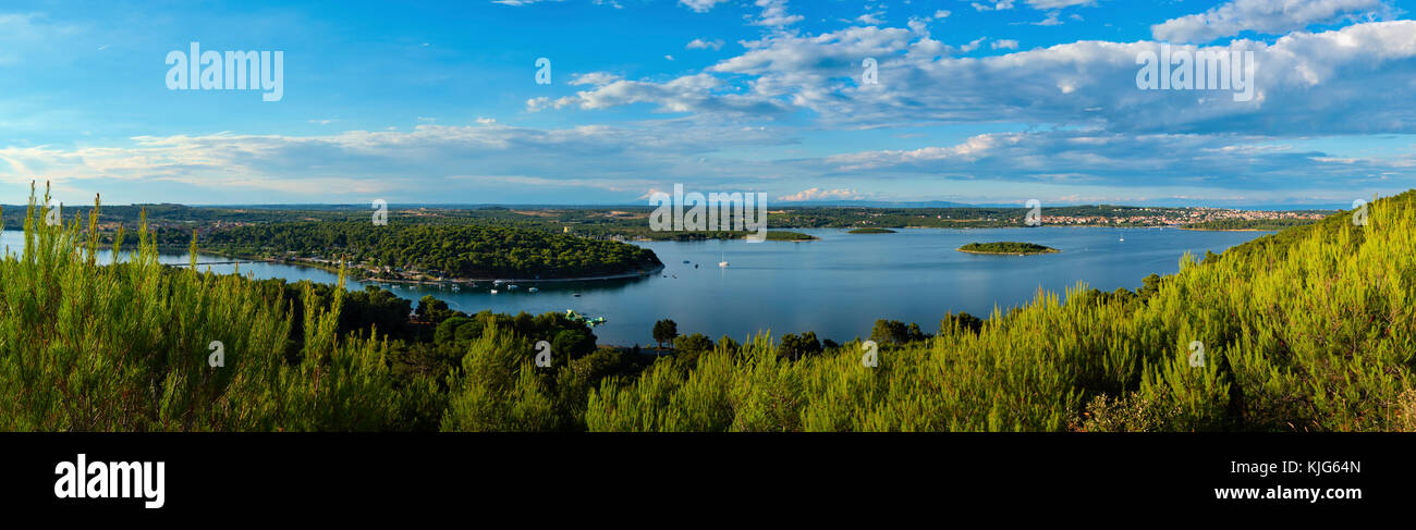 Croatia, Istria, Kamenjak National Park, Porer and Medulin from Mt ...