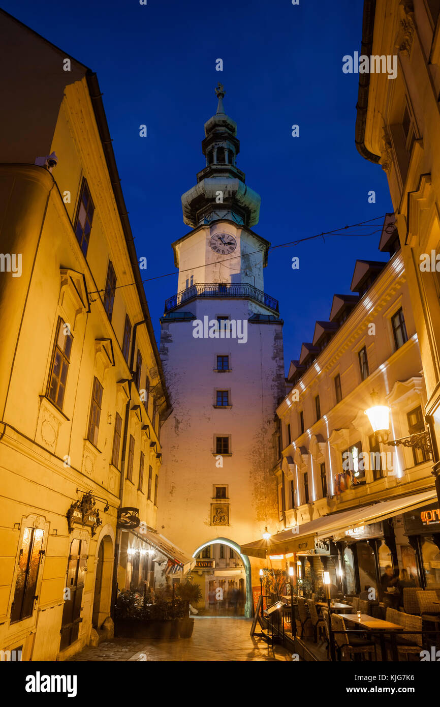 Slovakia, Bratislava, Old Town, Michael's Gate and Tower by night on ...