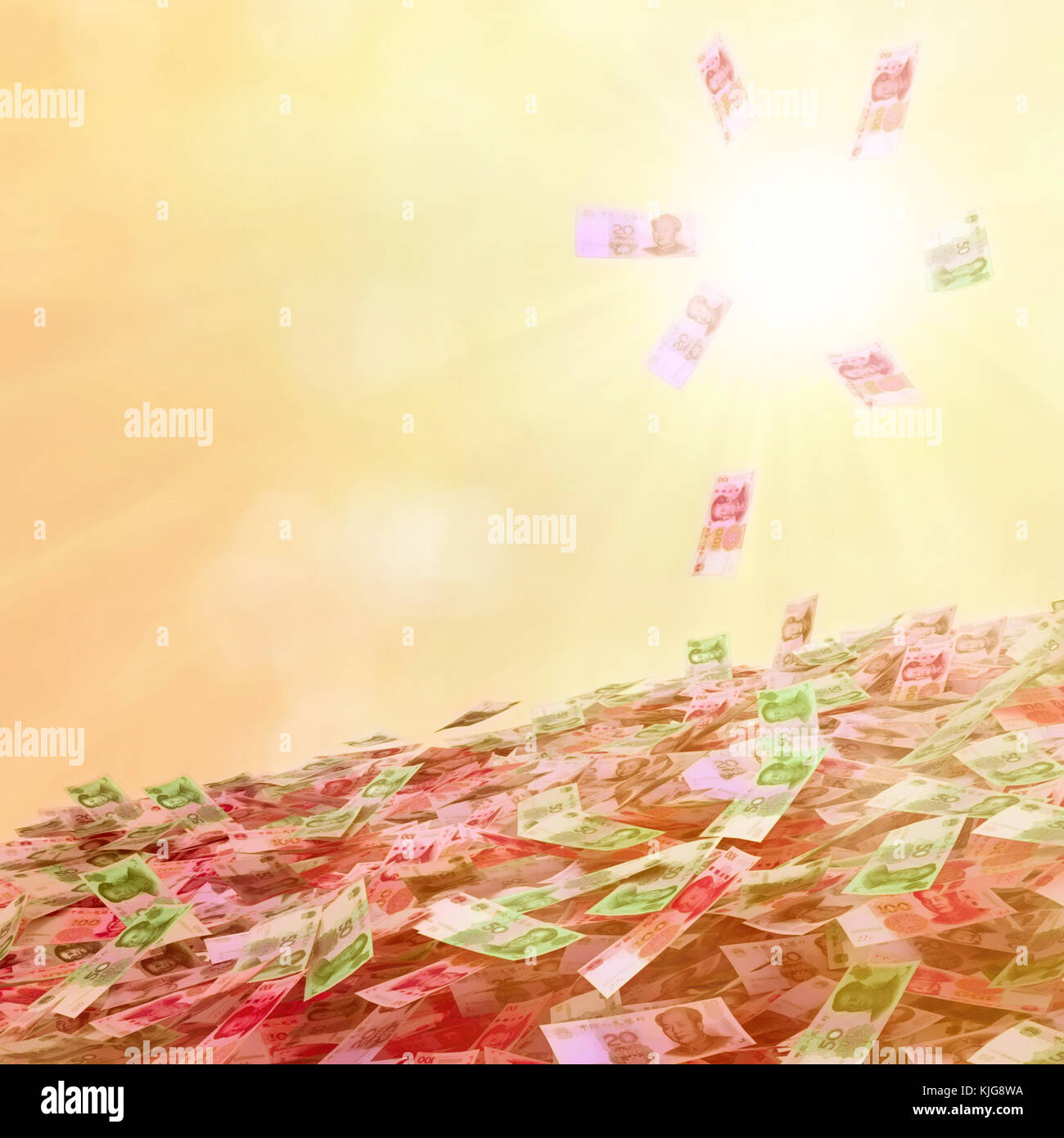 Conceptual illustration of the currency in cash on the sunlight ...