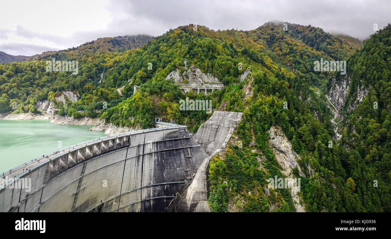Kurobe Dam with mountains in Toyama, Japan. The Kurobe Dam is Japan ...