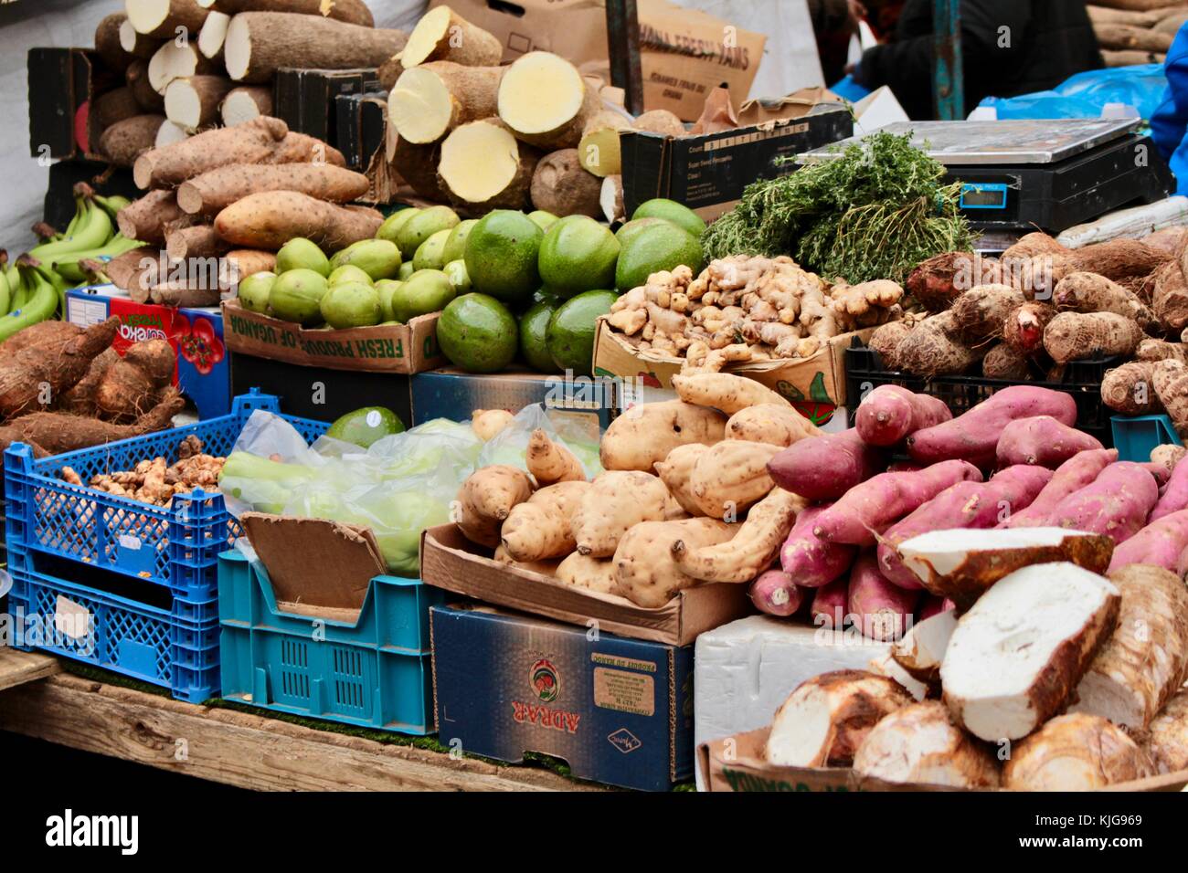 Market fruit and vegetable stall on Dalston Kingsland market Stock ...