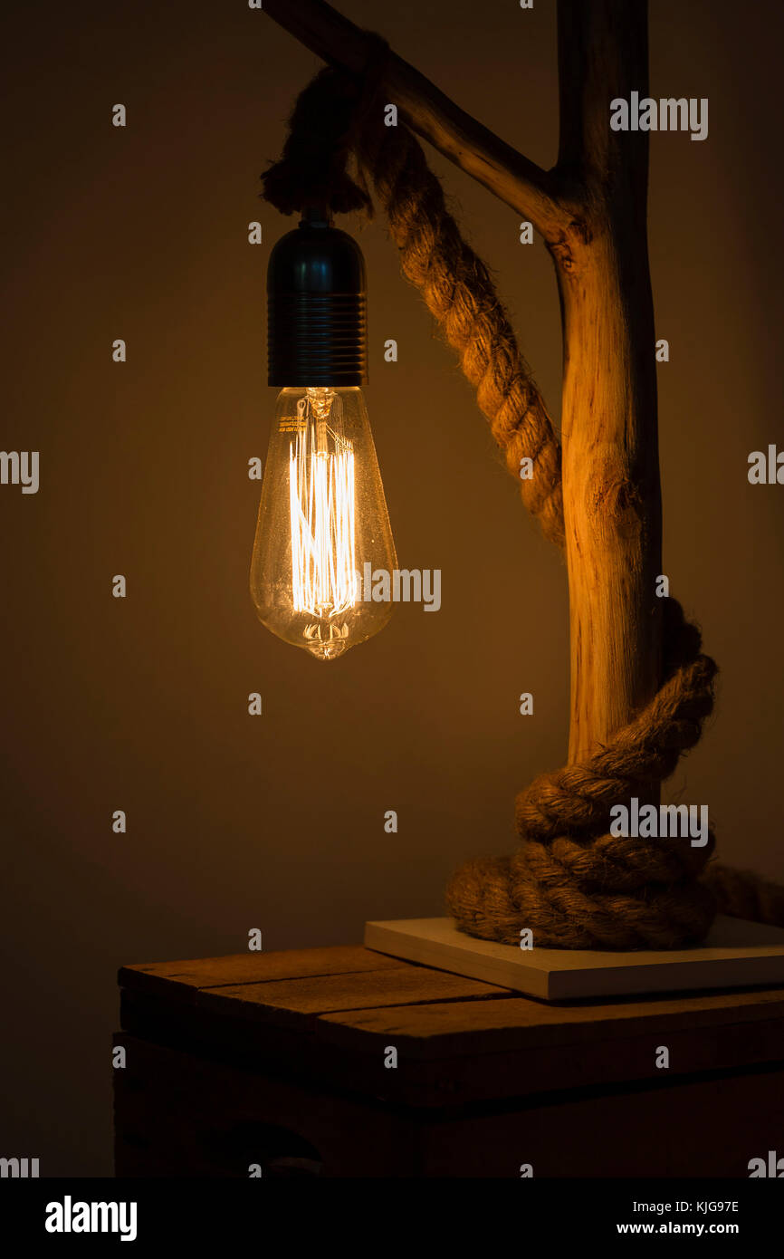 Self-made table lamp Stock Photo - Alamy